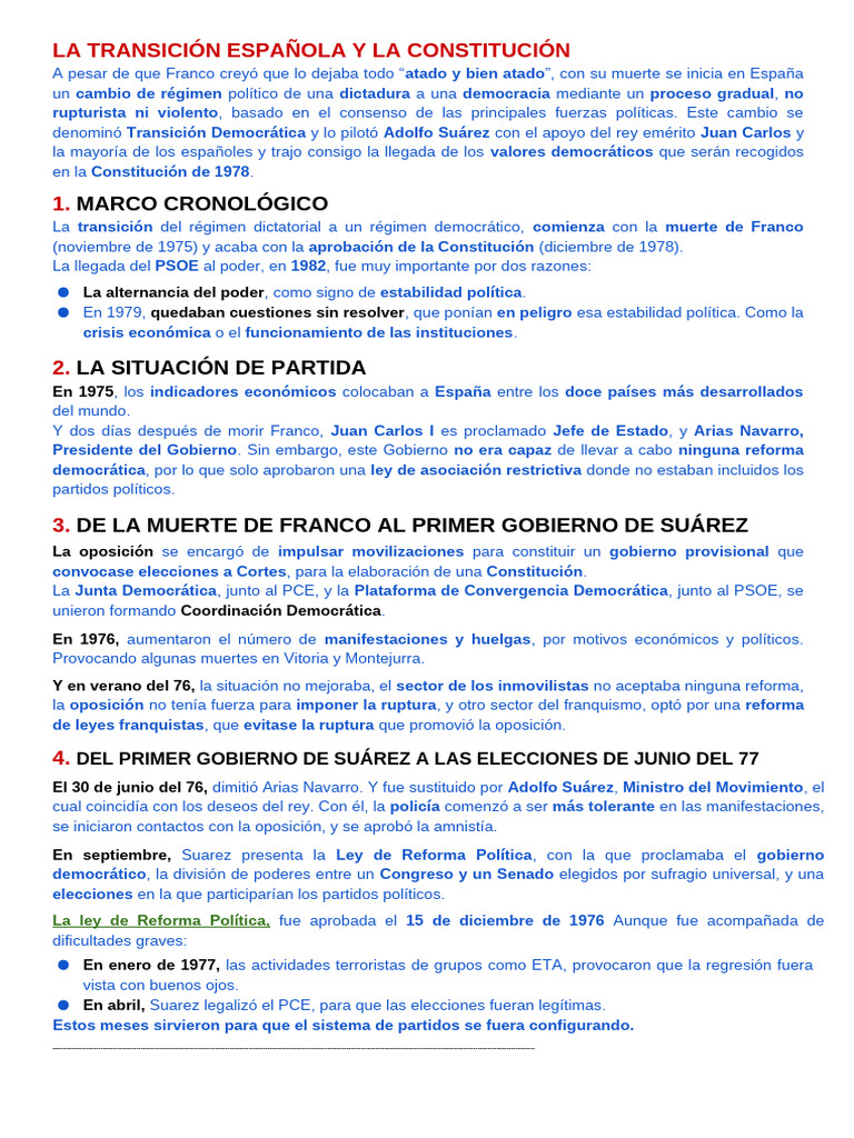 La Transición Española y La Constitución | PDF