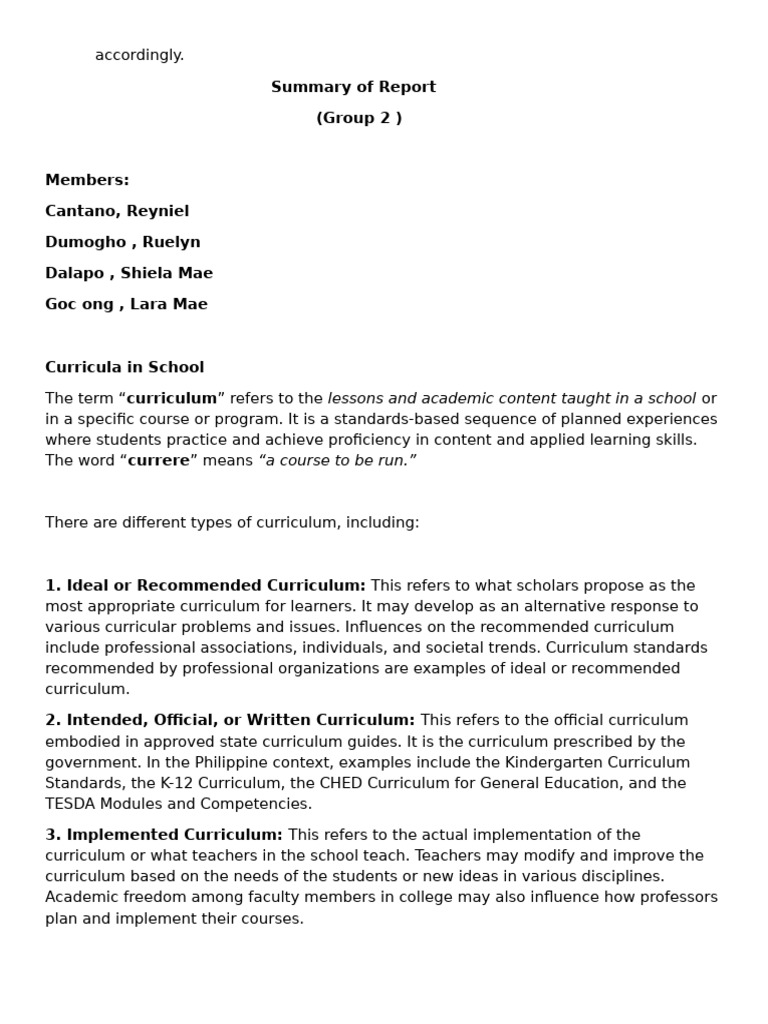 GROUP 2 (Summary of Report) | PDF