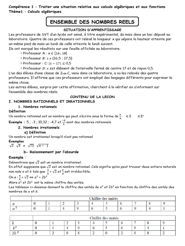 L2 Ensemble Des Nombres Réels | PDF
