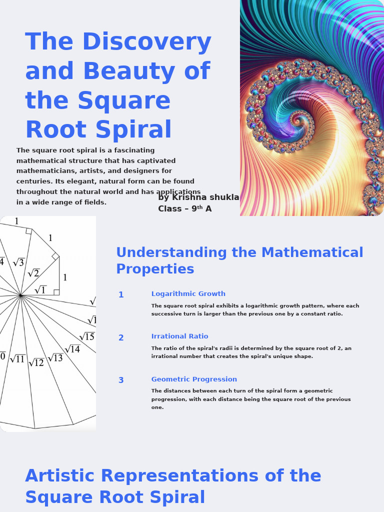 Square Root Spiral: Art & Math Fusion | PDF | Square Root | Pattern