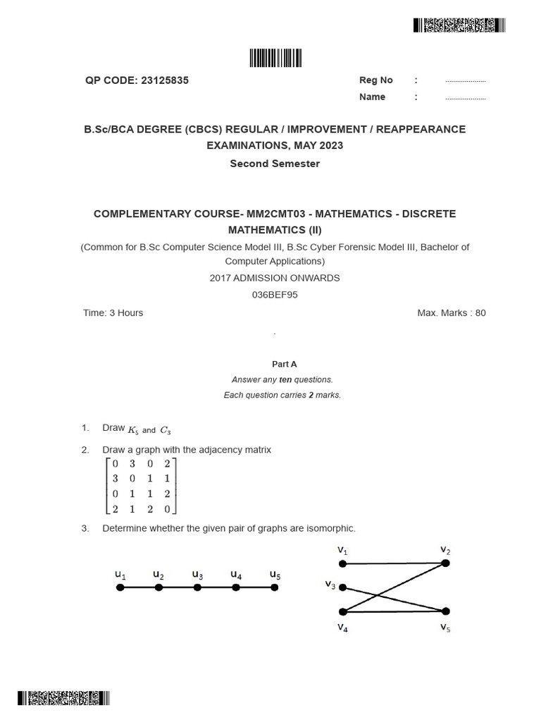 MATHEMATICS - DISCRETE MATHEMATICS (II) 2023 | PDF