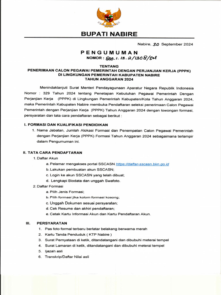 Penerimaan P3K 2024 Ok | PDF