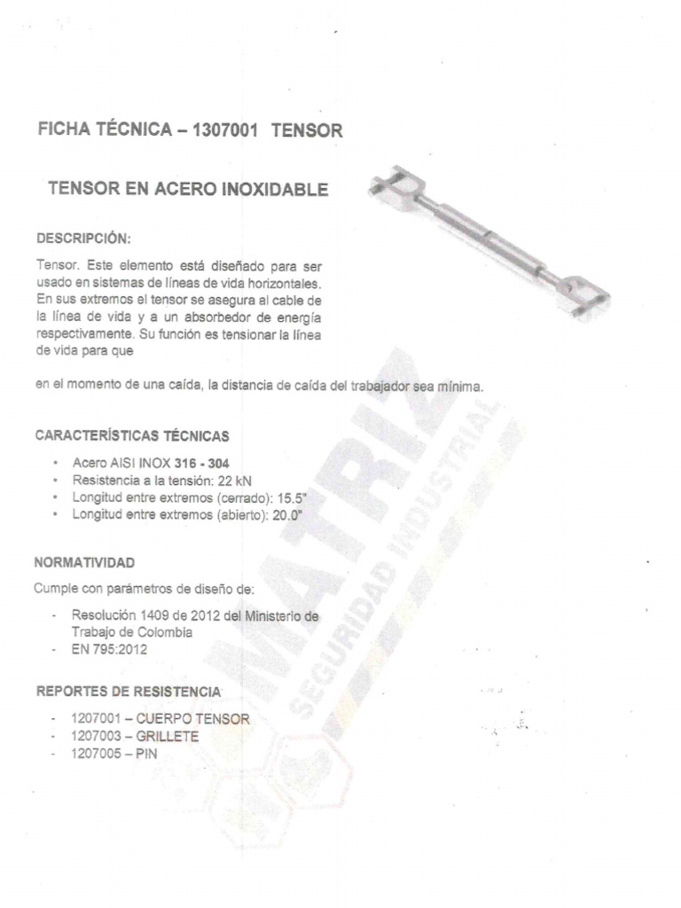 Ficha Tecnica Del Tensor | PDF