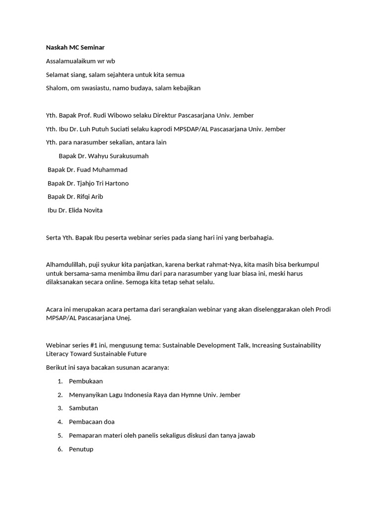 Naskah MC Seminar | PDF