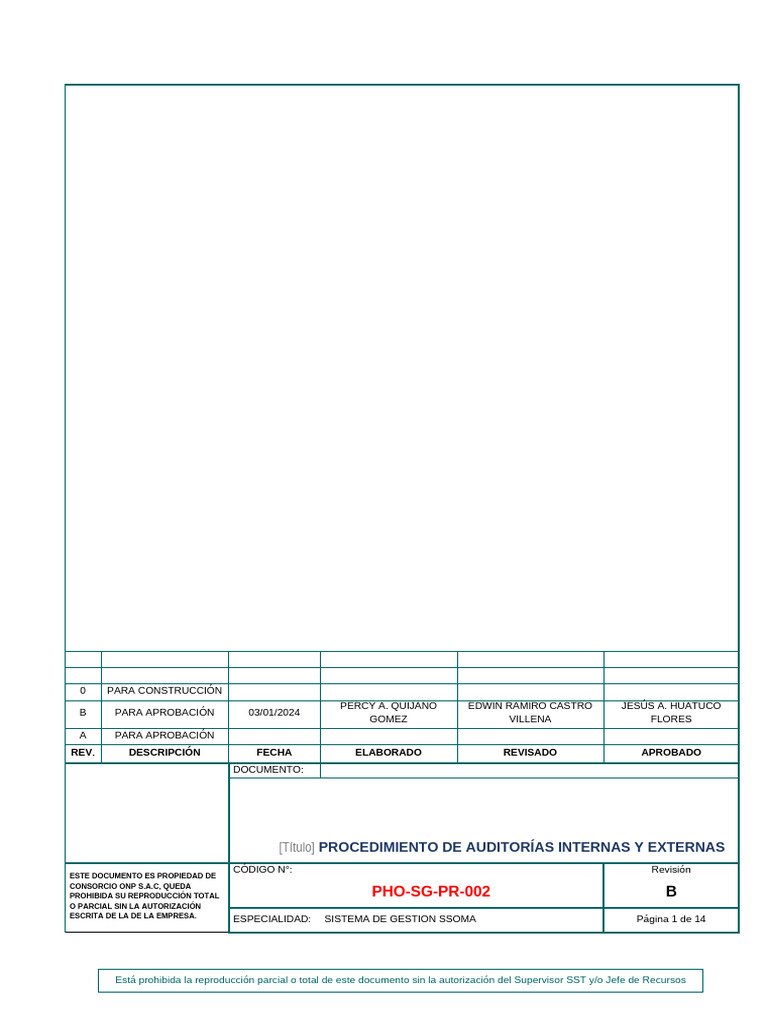PHO-SG-PR-002 Procedimiento de Auditorías Internas y Externas | PDF | Auditoría | Tecnología