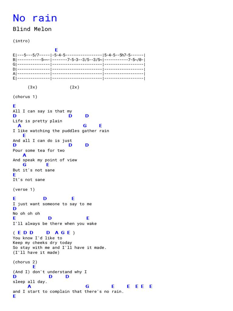 16 No Rain Blind Melon Pdf