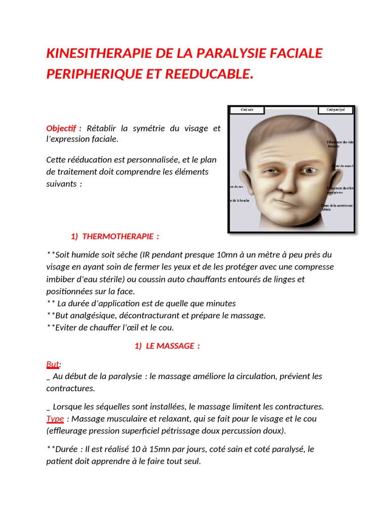 Reeducation de La Paralysie Faciale Peripherique Et Reeducable | PDF