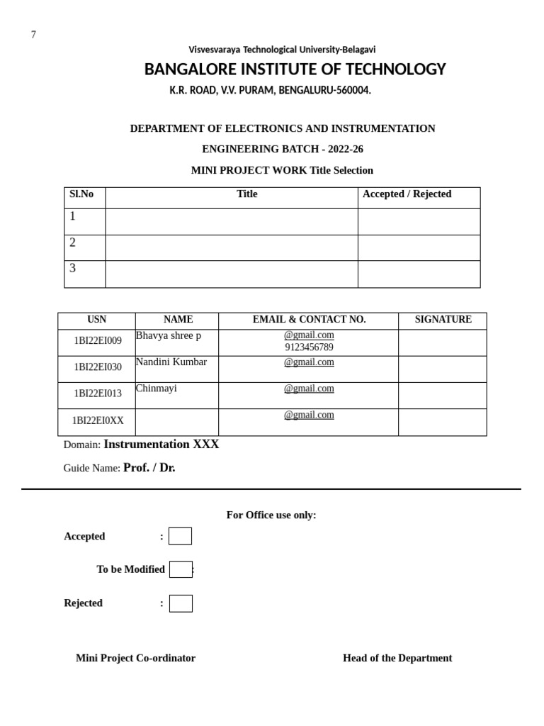 Mini Project Title Selection Format 2022-2026 Batch | PDF