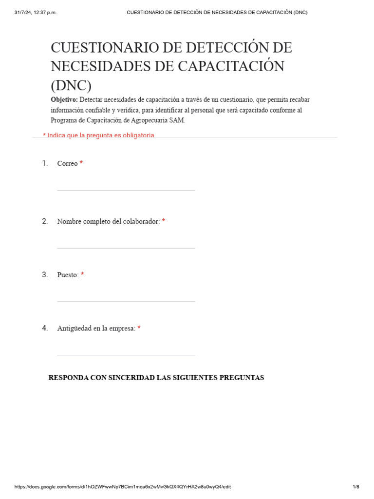 Cuestionario DNC | PDF
