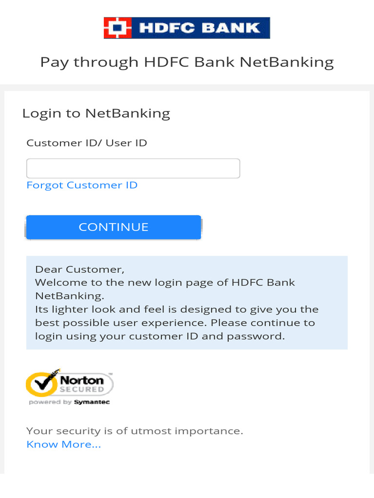 Welcome To HDFC Bank Direct Pay | PDF