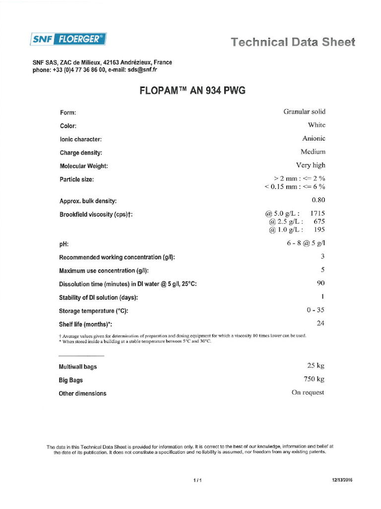 FLOPAM-TDS-AN-934-PWG | PDF