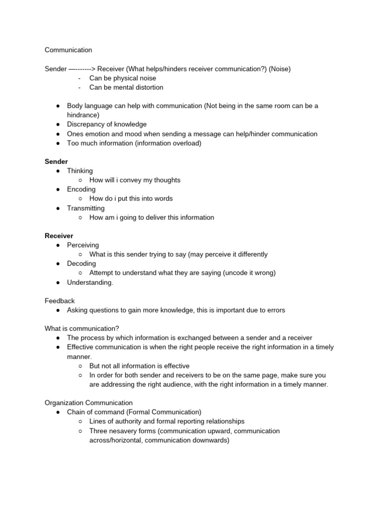 Organizational Behaviour Communication Notes | PDF