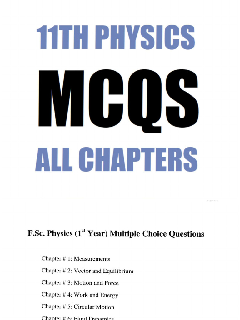 11th Physics Full Book MCQs | PDF