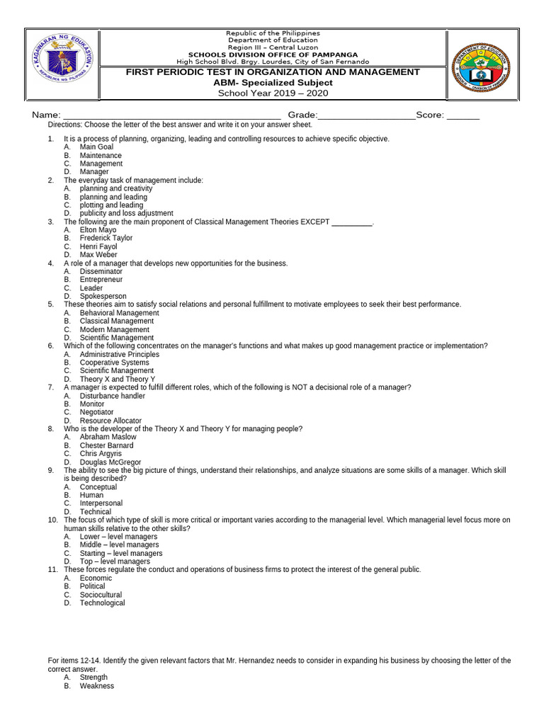 Abm Specialized Organization and Management | PDF