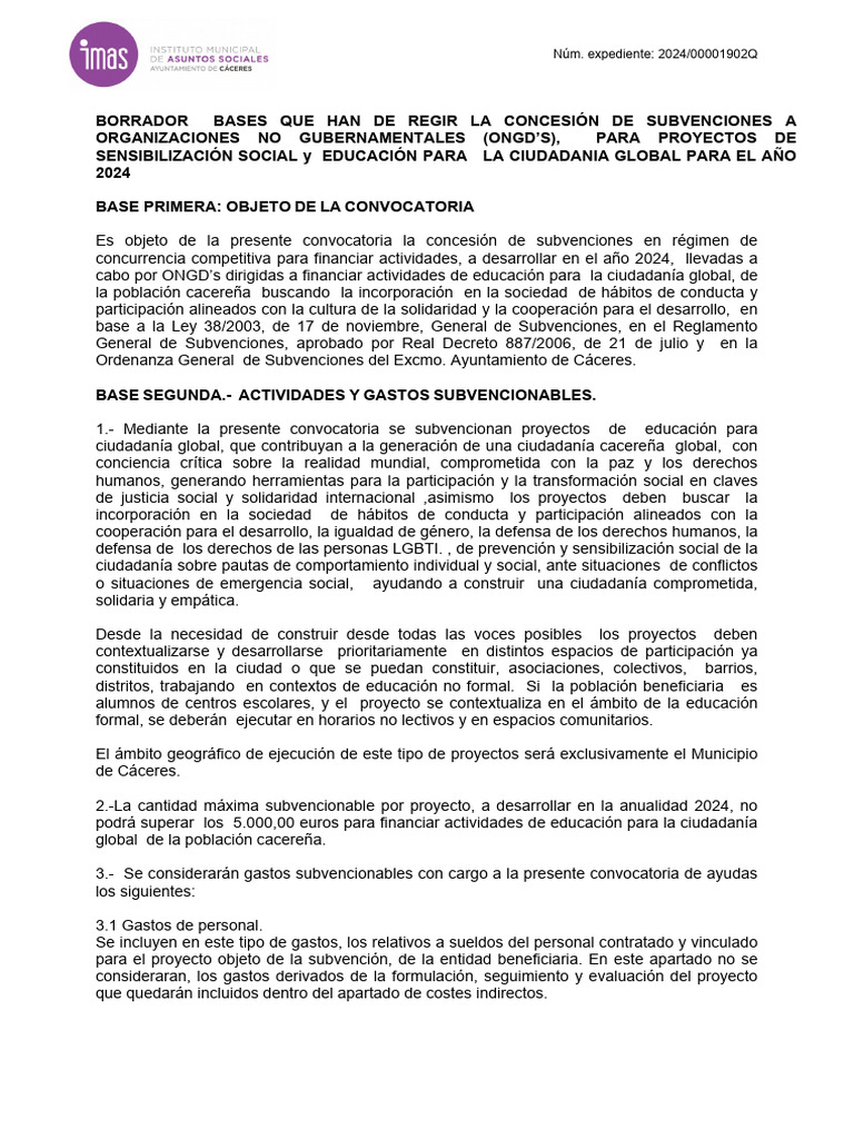 Bases Subv Educacion Ciudadania Global 24 | PDF