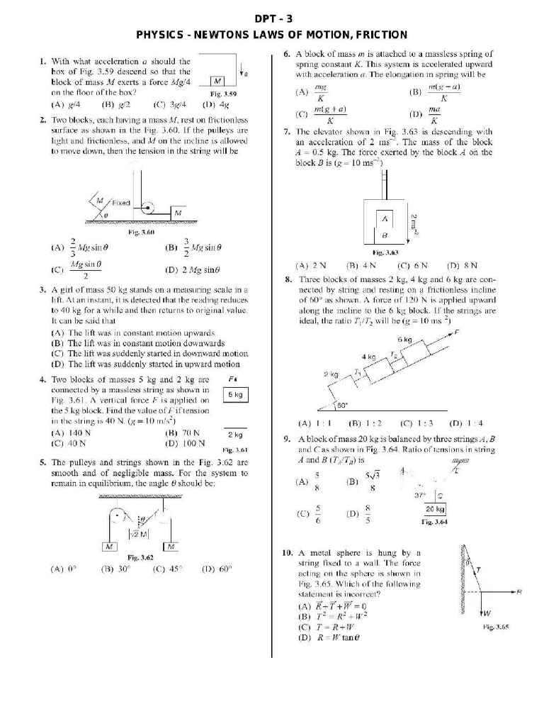 DPT - 3 (NEWTONS LAWS OF MOTION FRICTION) QP-transformed | PDF