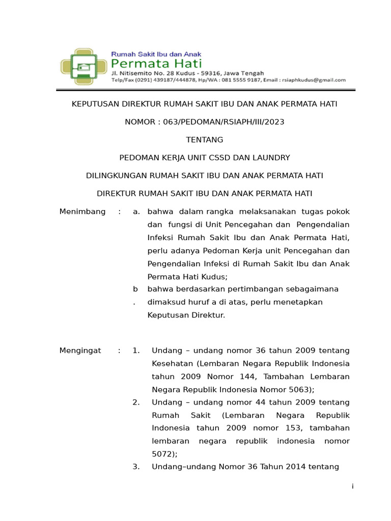 Pedoman CSSD dan laundry fix | PDF