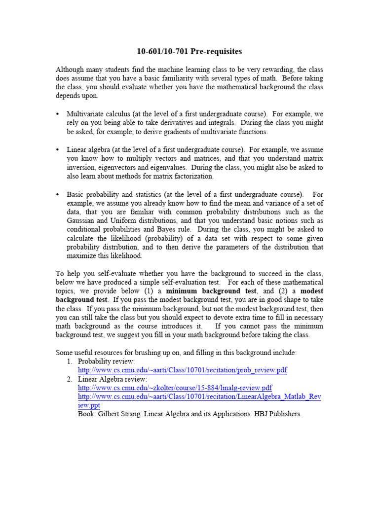 Intro ML Self Evaluation | PDF