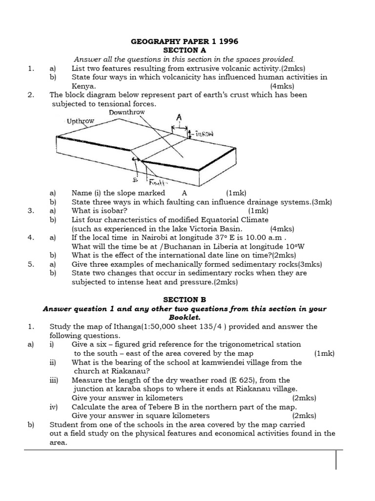 Kcse 1996 Geography Paper 1 | PDF