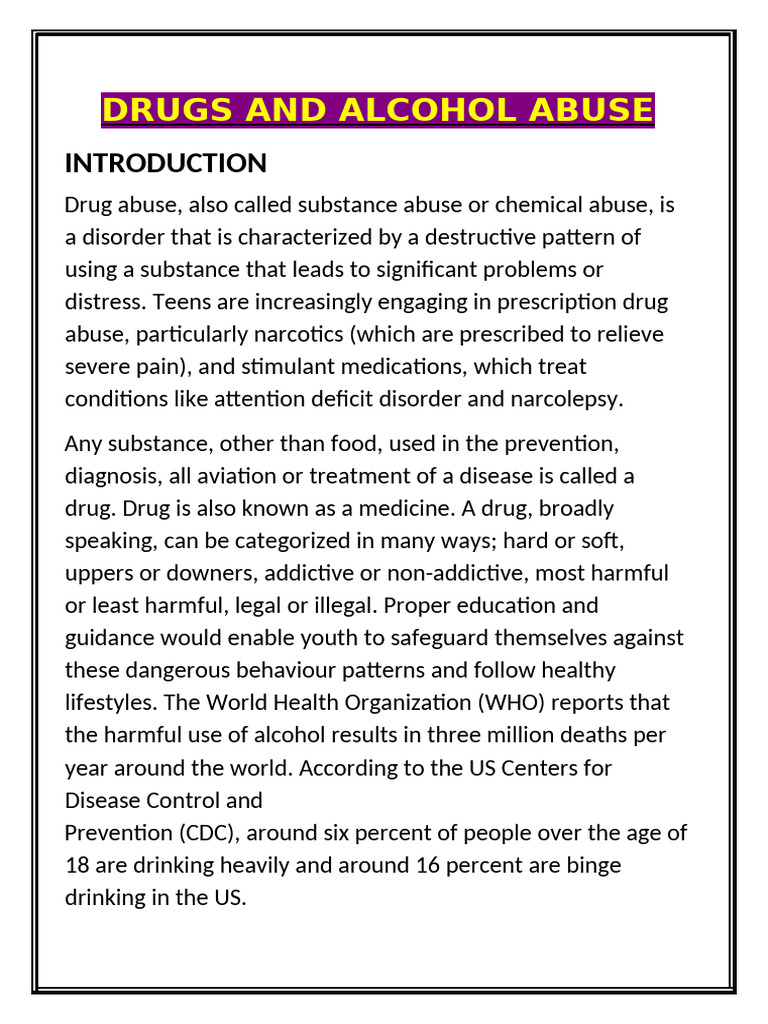 Drugs and Alcohol Abuse | PDF