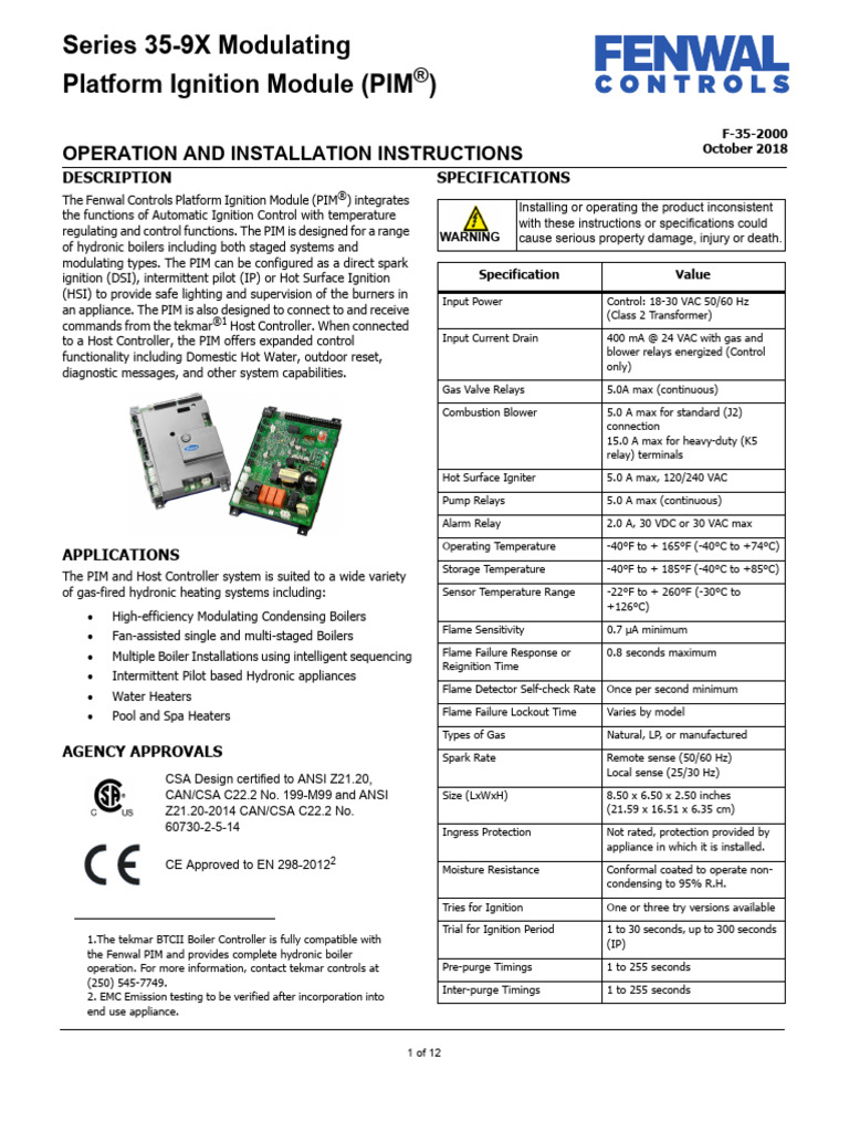 Series 35 9X Modulating Platform Ignition Module F 35 2000 | PDF
