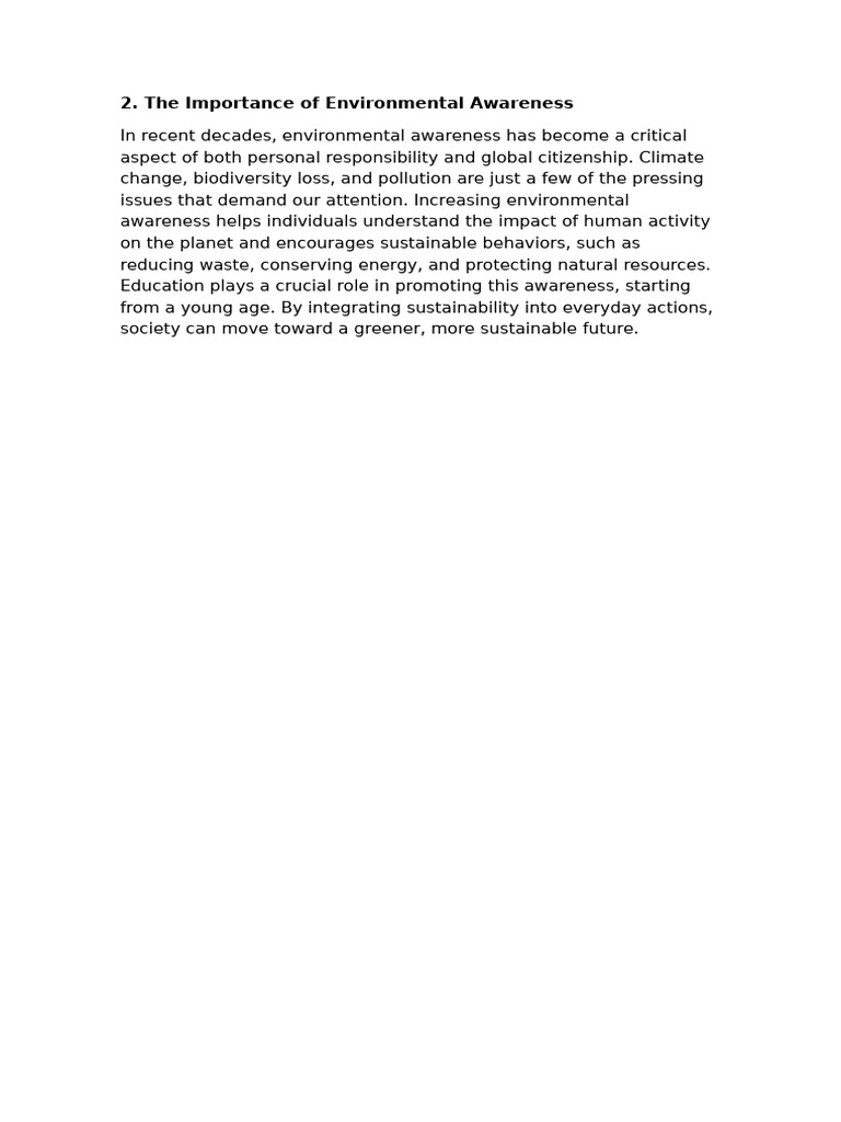 Environmental Awareness | PDF