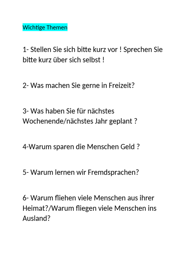 Wichtige Themen | PDF