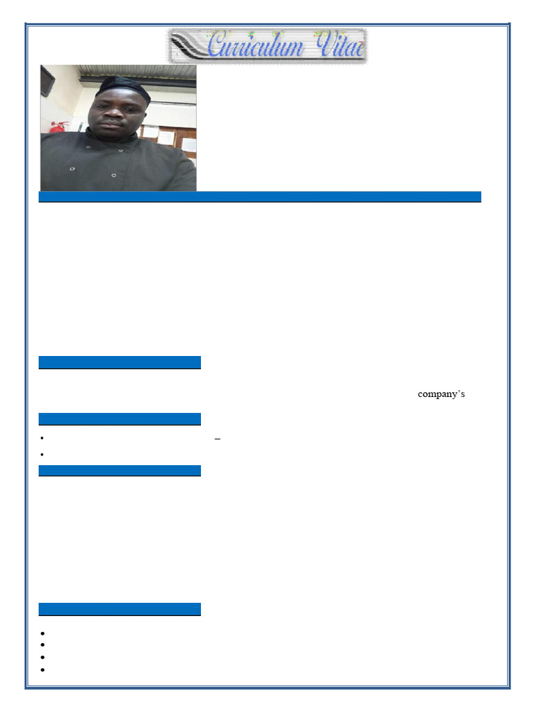 Kamya Robert Chef CV 2023.. | PDF