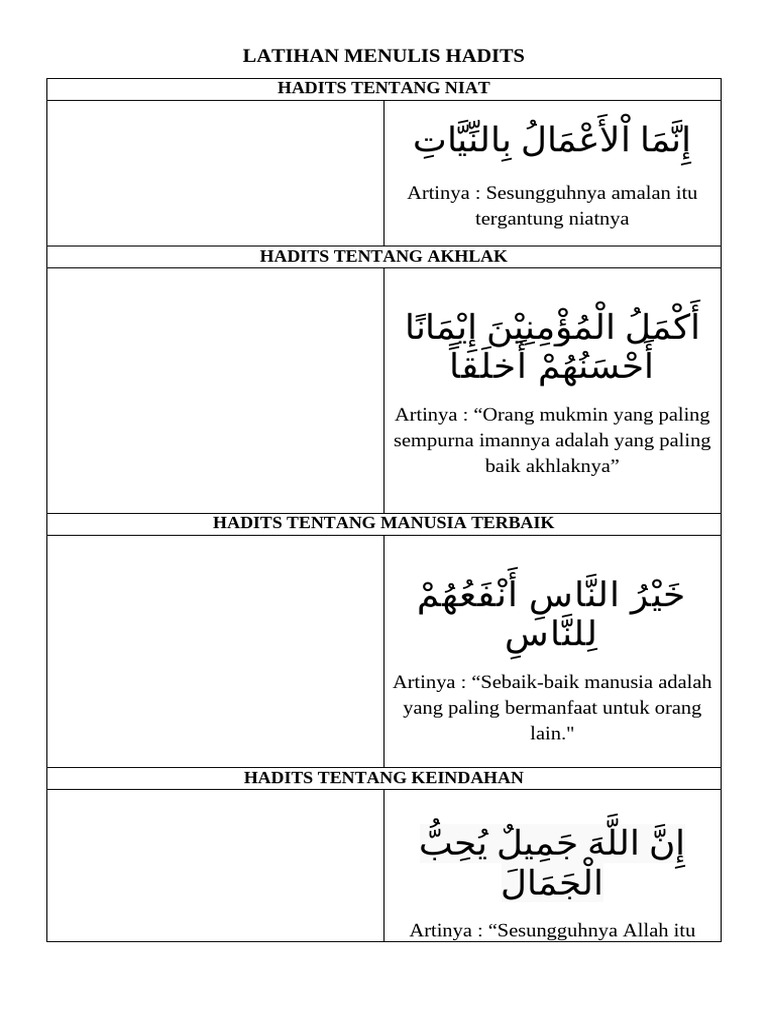 Latihan Menulis Hadits | PDF