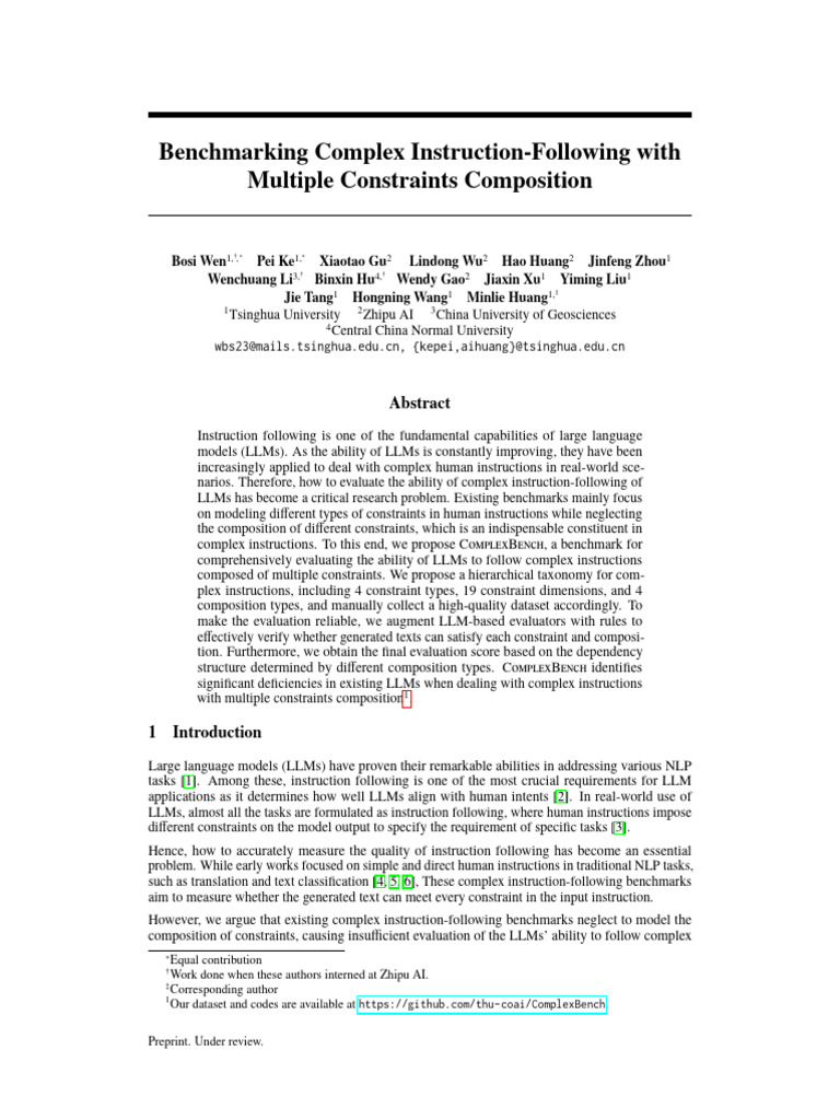 Benchmarking Complex Instruction-Following With Multiple Constraints ...