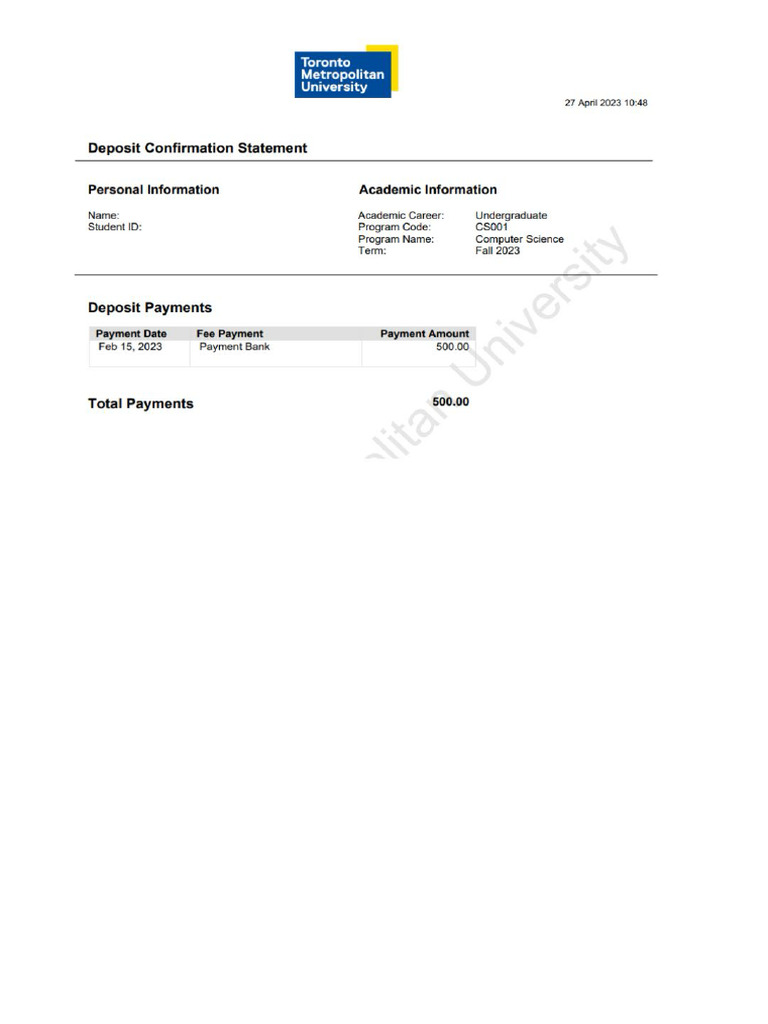 Tuition Deposit 2 | PDF