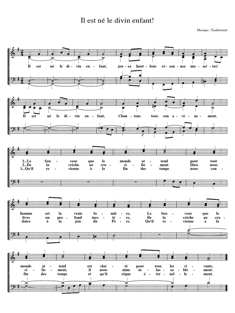 Il Est Ne Le Divin Enfant - Partition | PDF