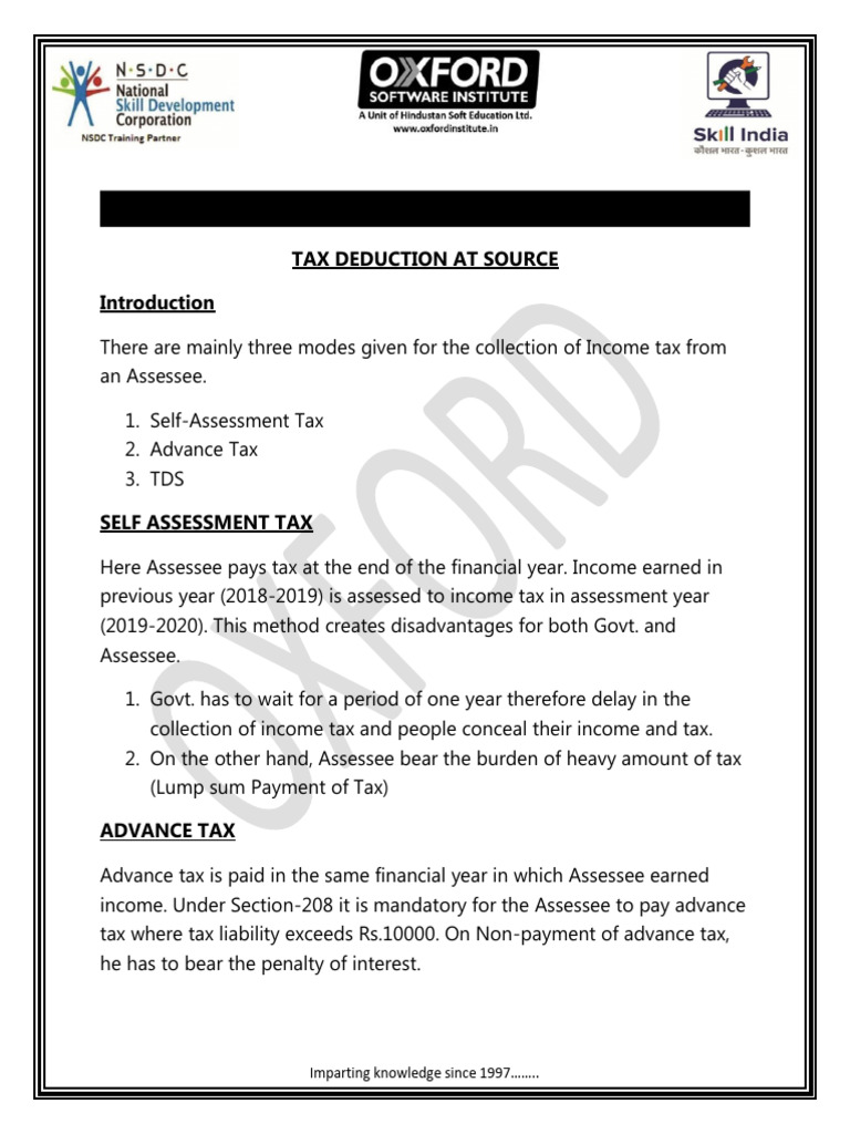 TDS Notes | PDF | Taxes | Money