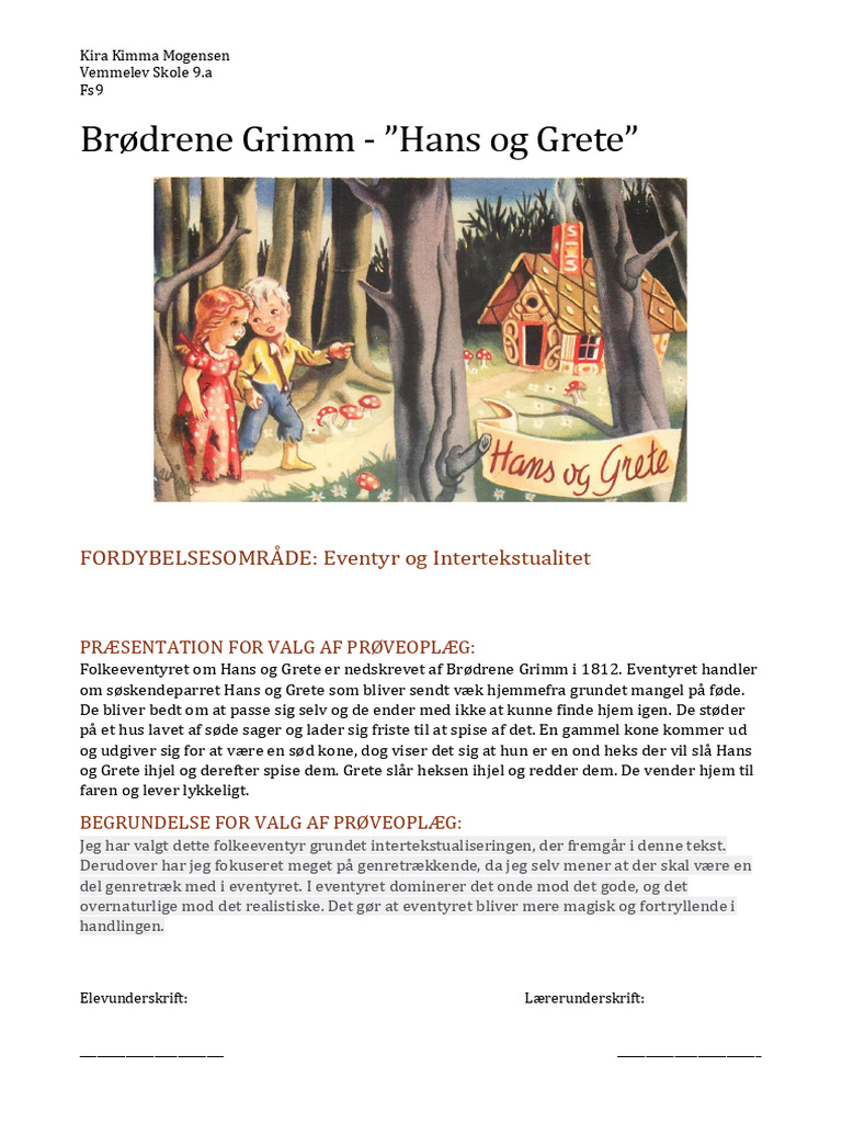 Hans Og Grete Synopsis 3 | PDF