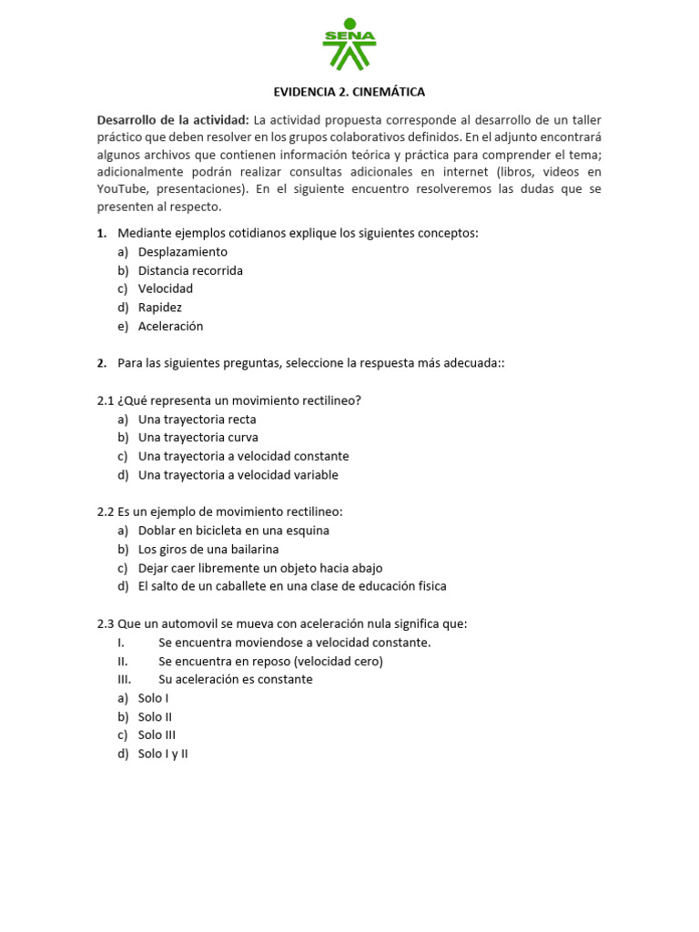 Evidencia Cinemática - ADSO - V2 | PDF