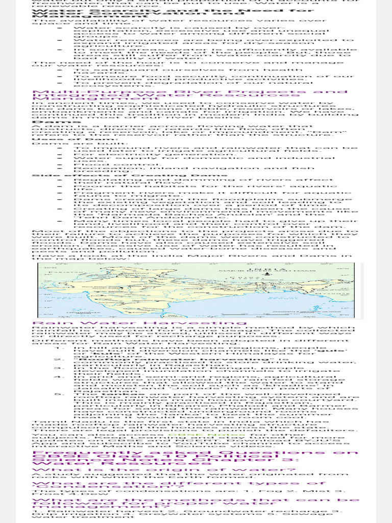 CBSE Notes Class 10 Geography Chapter 3 - Water Resources | PDF