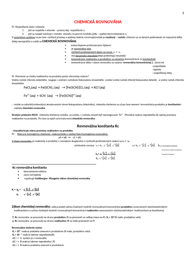Chemickã Rovnovã Ha | PDF