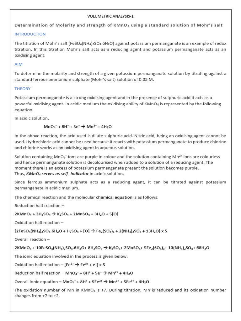 Volumetric Analysis-1 | PDF