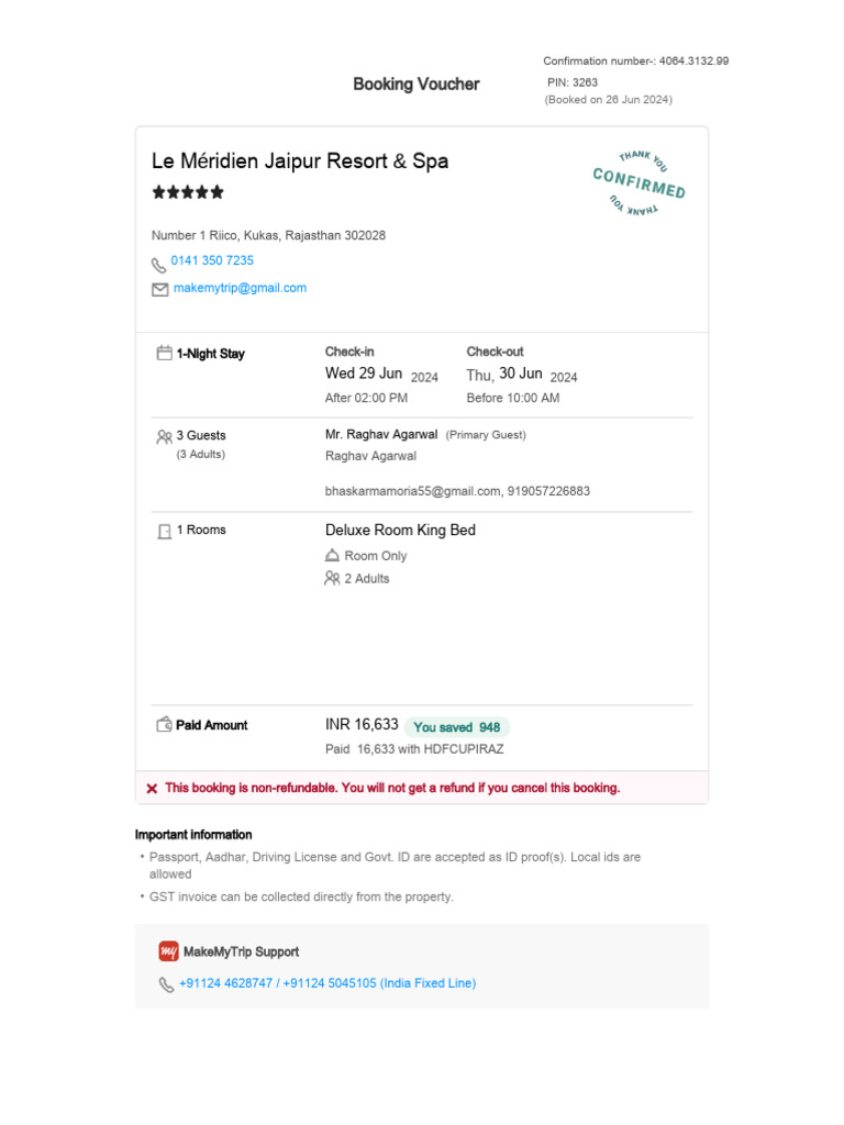Booking Voucher | PDF