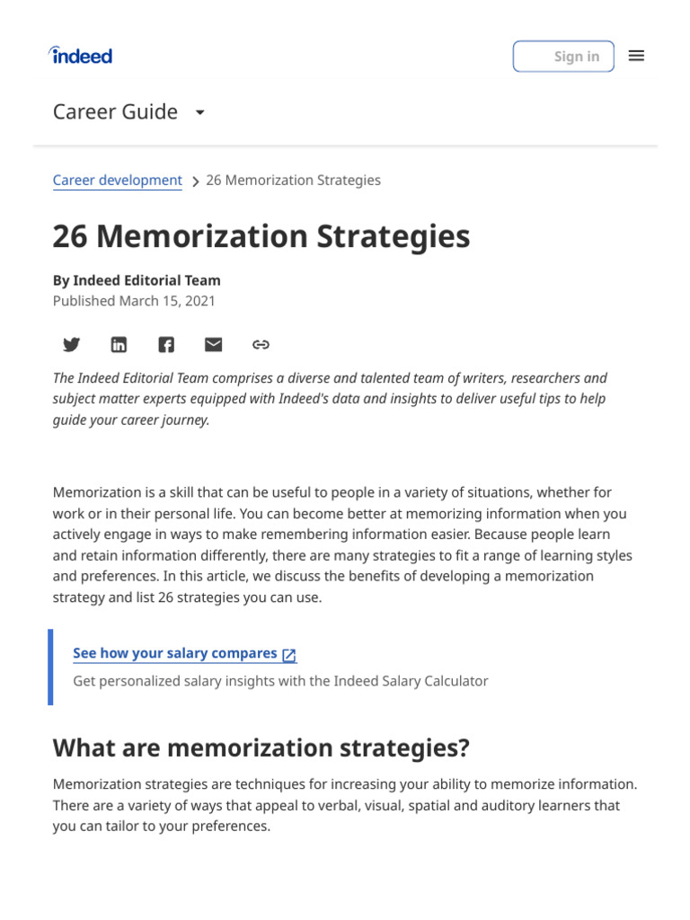 26 Memorization Strategies | PDF