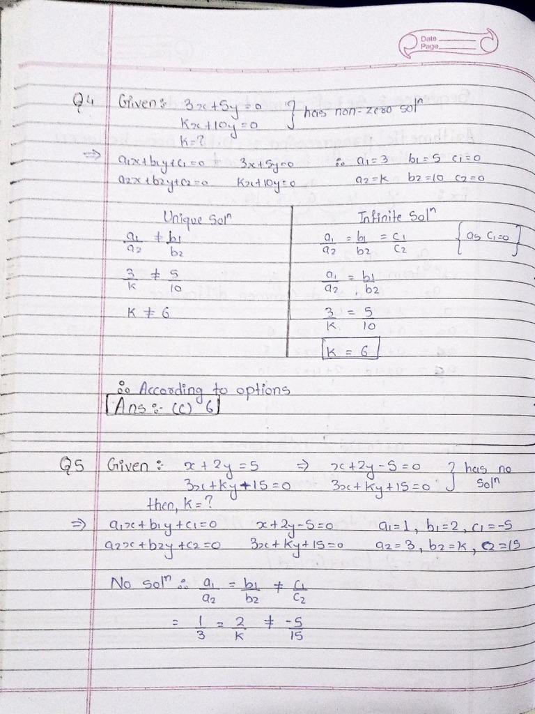 Linear Equations RD Sharma MCQ Solutions | PDF