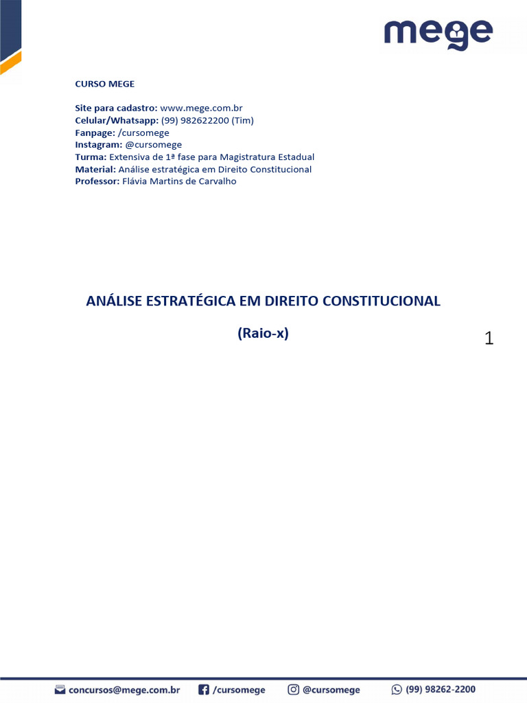 Analise Estrategica em Direito Constitucional Raiox 10869 | PDF
