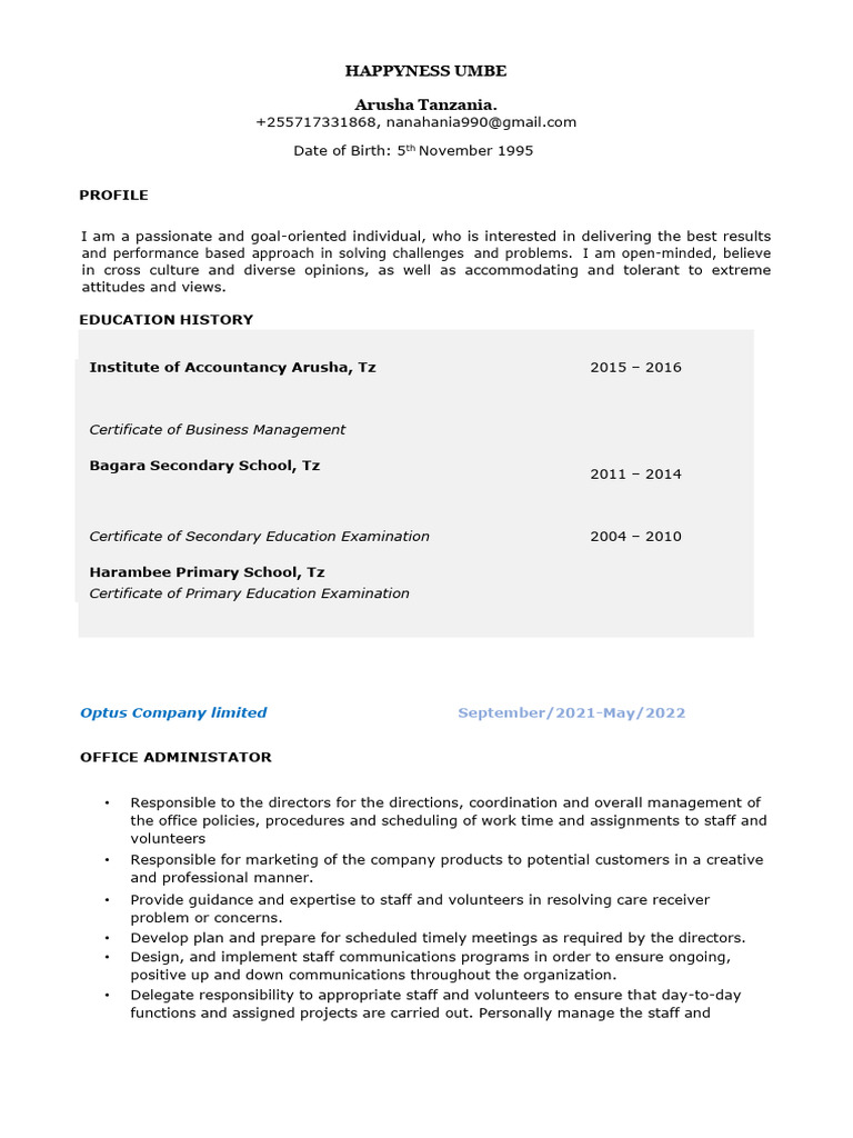 Happiness Joseph CV | PDF