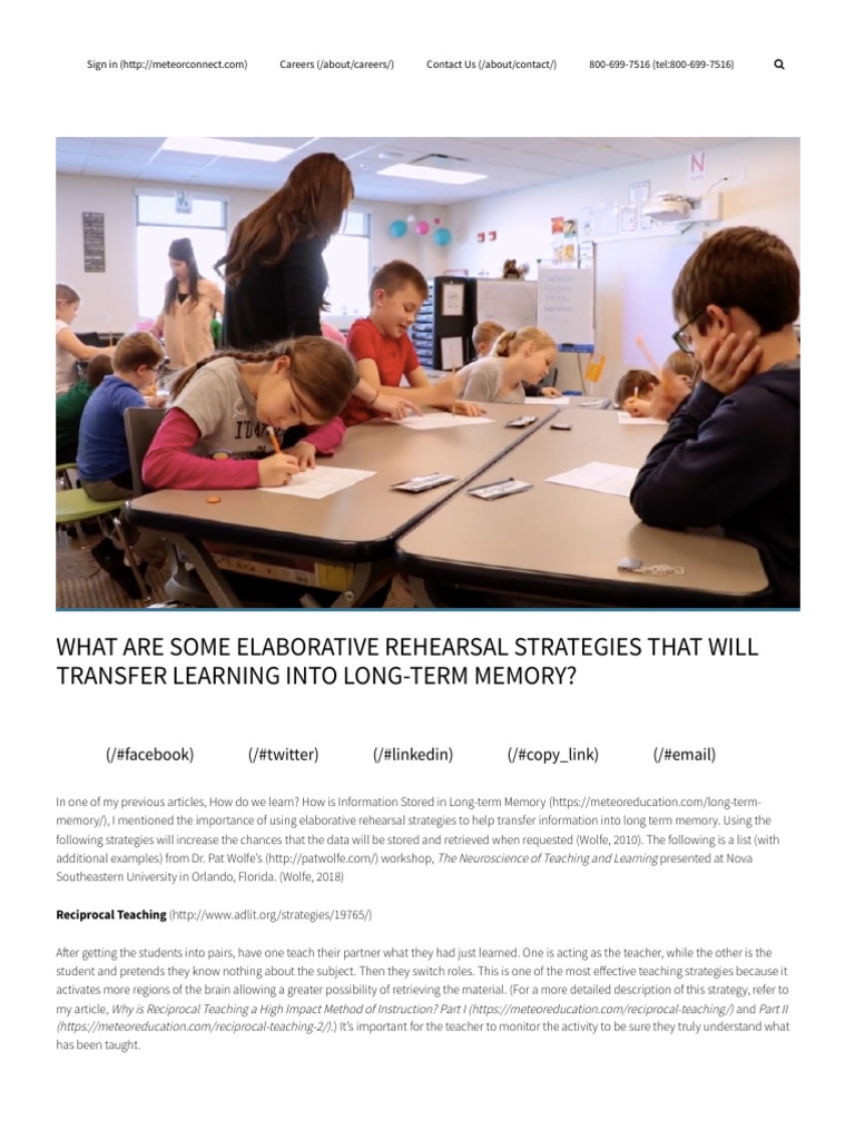 What Are Some Elaborative Rehearsal Strategies That Will Transfer ...