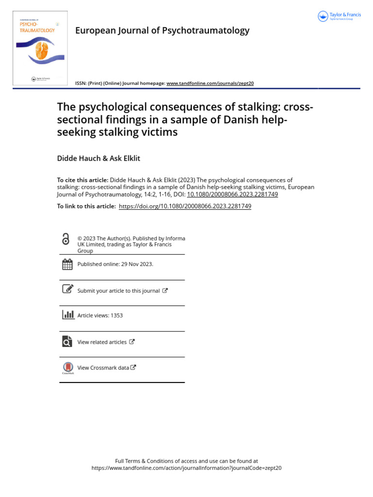 Psychological Consequences of Stalking | PDF