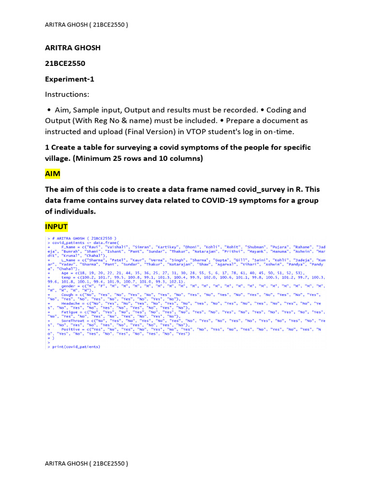 21bce2550 Aritra Ghosh Data Science Da 1 | PDF