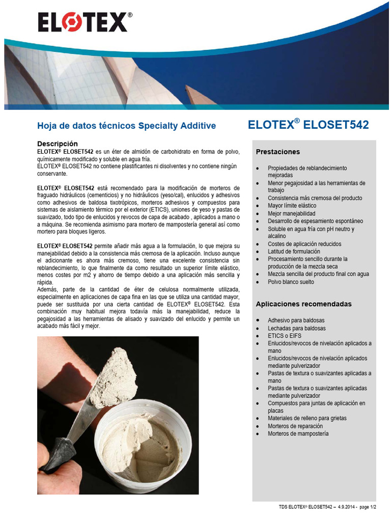 TDS - ELOTEX ELOSET542 - Es | PDF