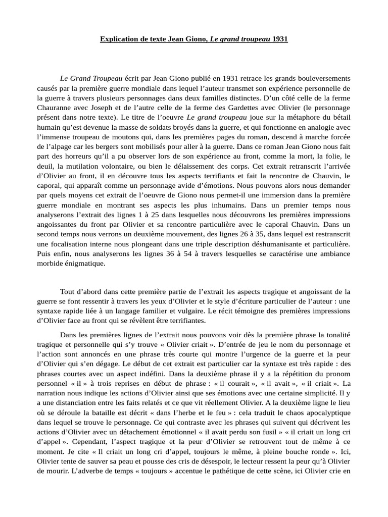 Explication de Texte Jean Giono | PDF