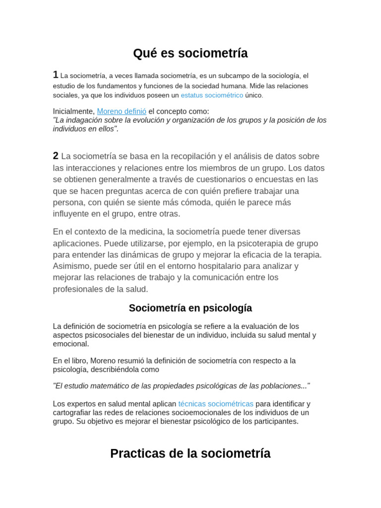 Diferencia entre psicometría y sociometría | PDF