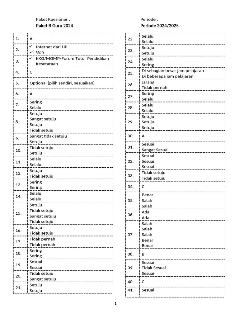 Kunci Jawaban Sulingjar 2024 Paket B | PDF